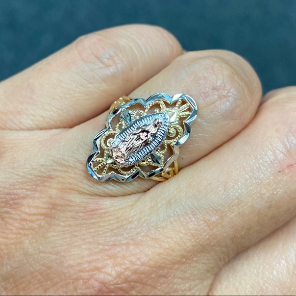 Jewelry | 14k Tri Color Our Lady Of Guadalupe Religious Ring | Poshmark